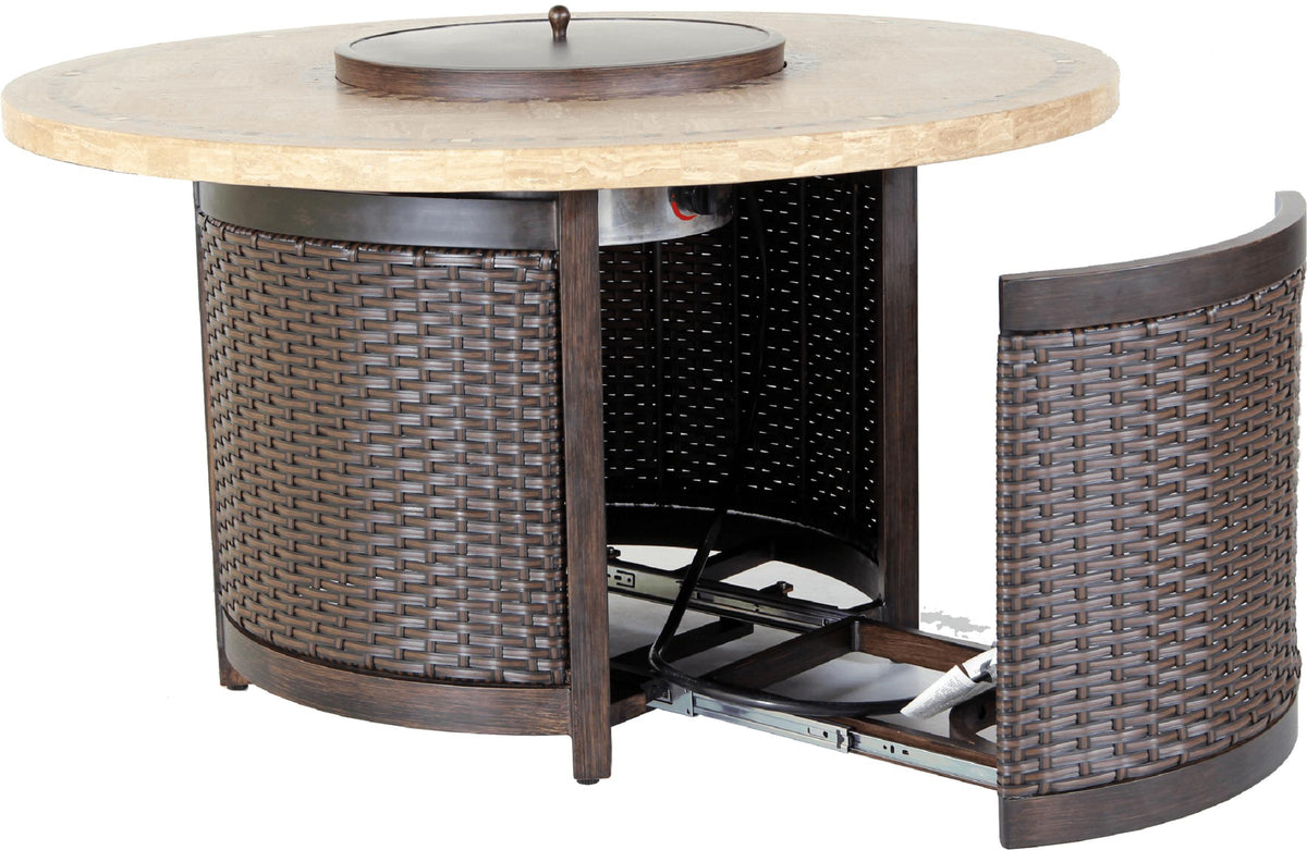Bermuda 48" Travertine Round Gas Burning Fire Table– Fire Pits Only